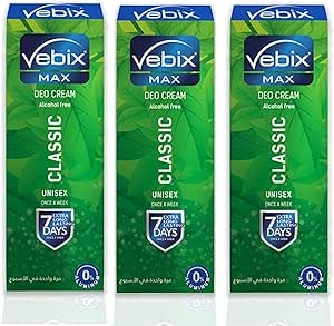 Vebex Deodorant Cream for Unisex 3 Pack - All Natural Alcohol Free Deodorant, All Week Odor ...