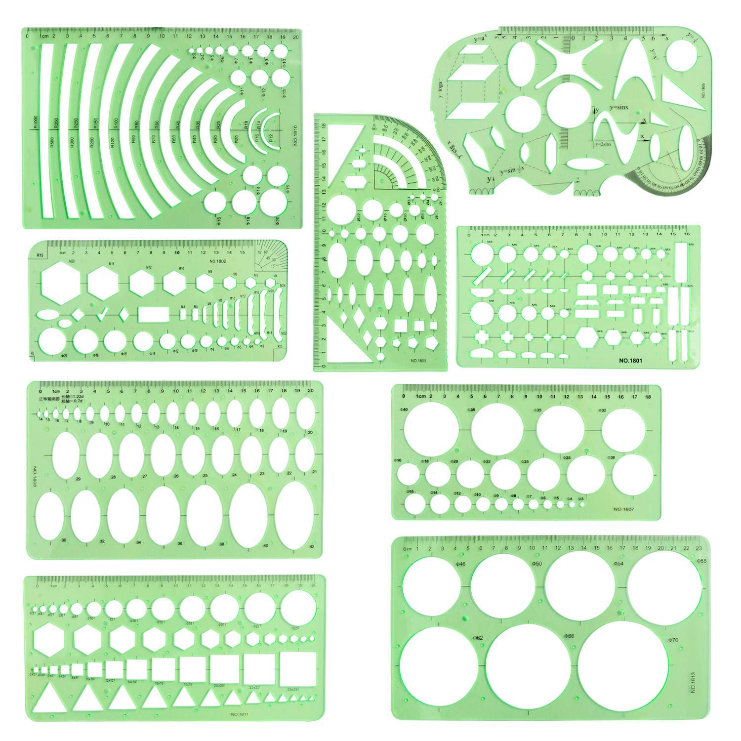 Buy Measuring Template Ruler Geometric Figure Template 9 Plastic