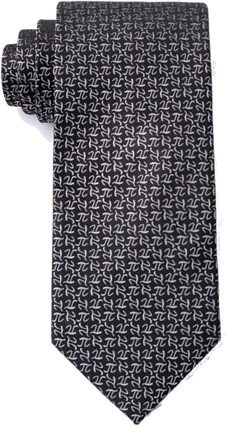 Men's Black Pi Tie Symbol All Around Mathematics Math Novelty Tie ...