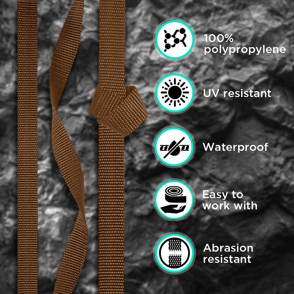 Snapklik.com : 1 Inch Webbing Light Brown 25 Yards 1” Webbing For ...