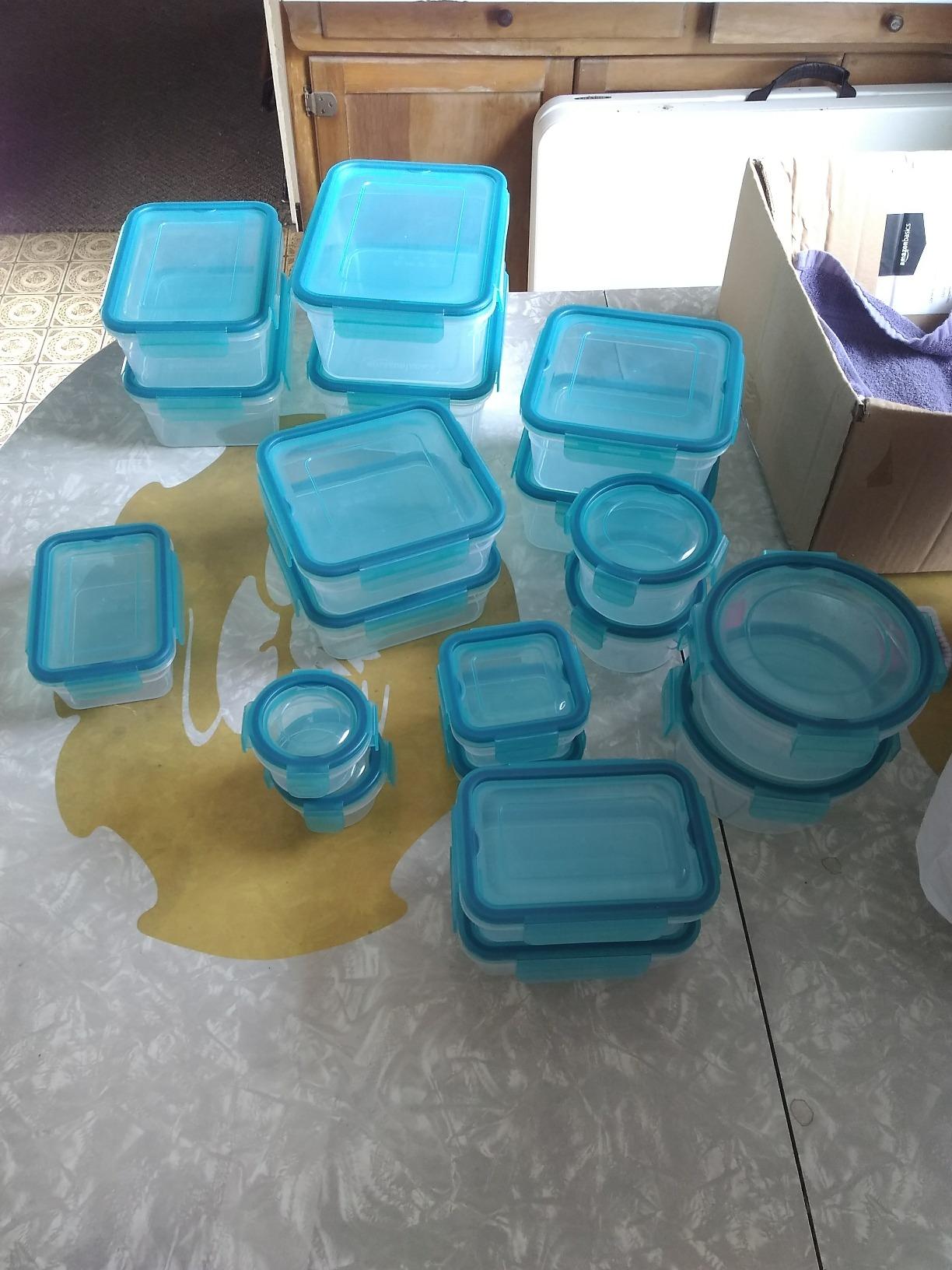 Amazon.com: Amazon Basics 24 Piece Plastic Locking Food Storage ...