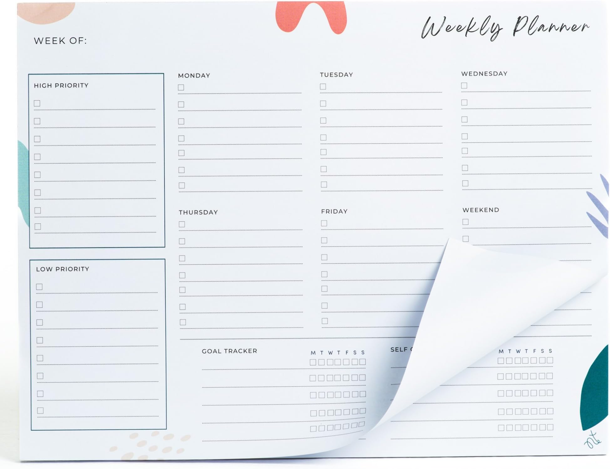 Amazon.com : Weekly Planner Notepad Tear Off – 52 Undated Weekly Sheets ...