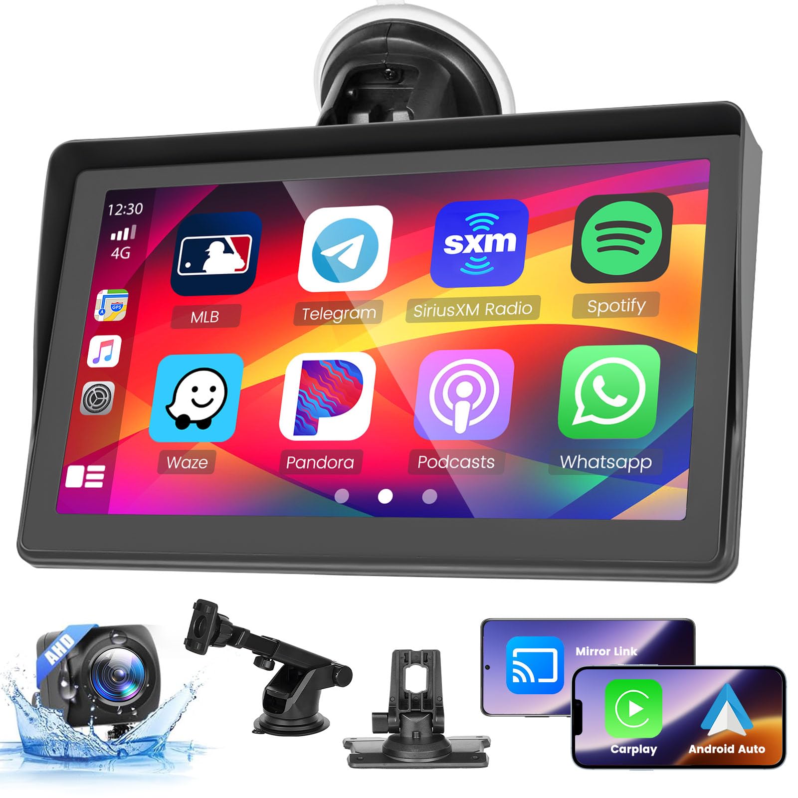 Hikity 7 Inch Portable Car Stereo with Wireless Carplay Wireless ...