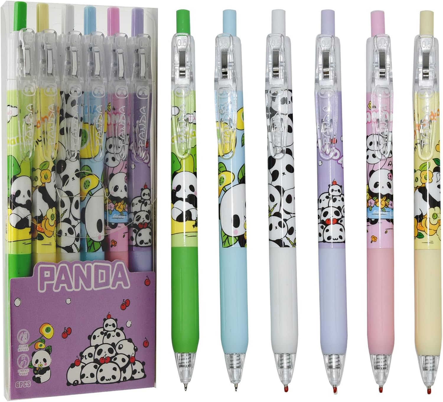 Amazon.com: Maydahui 12 Pcs Kawaii Panda Pens Retractable Panda Gel Pen Cute Little Bear Flower ...