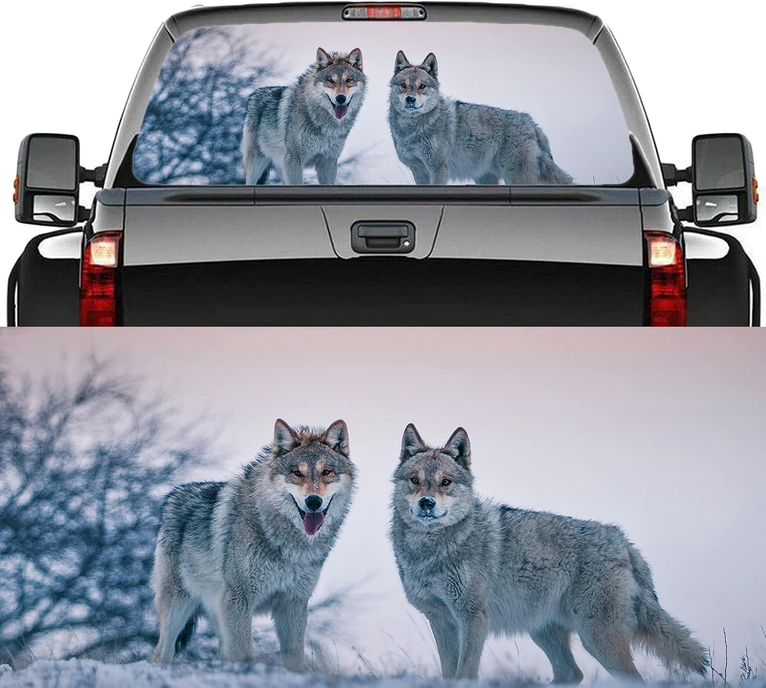 Arctic Wolf Truck Rear Window Decal Tint Perforated Vinyl Graphic, Car ...