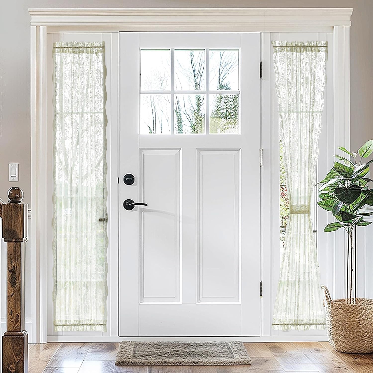 Amazon.com: TUDECO Front Door Curtains 2 Panels - Embroidered Volie ...