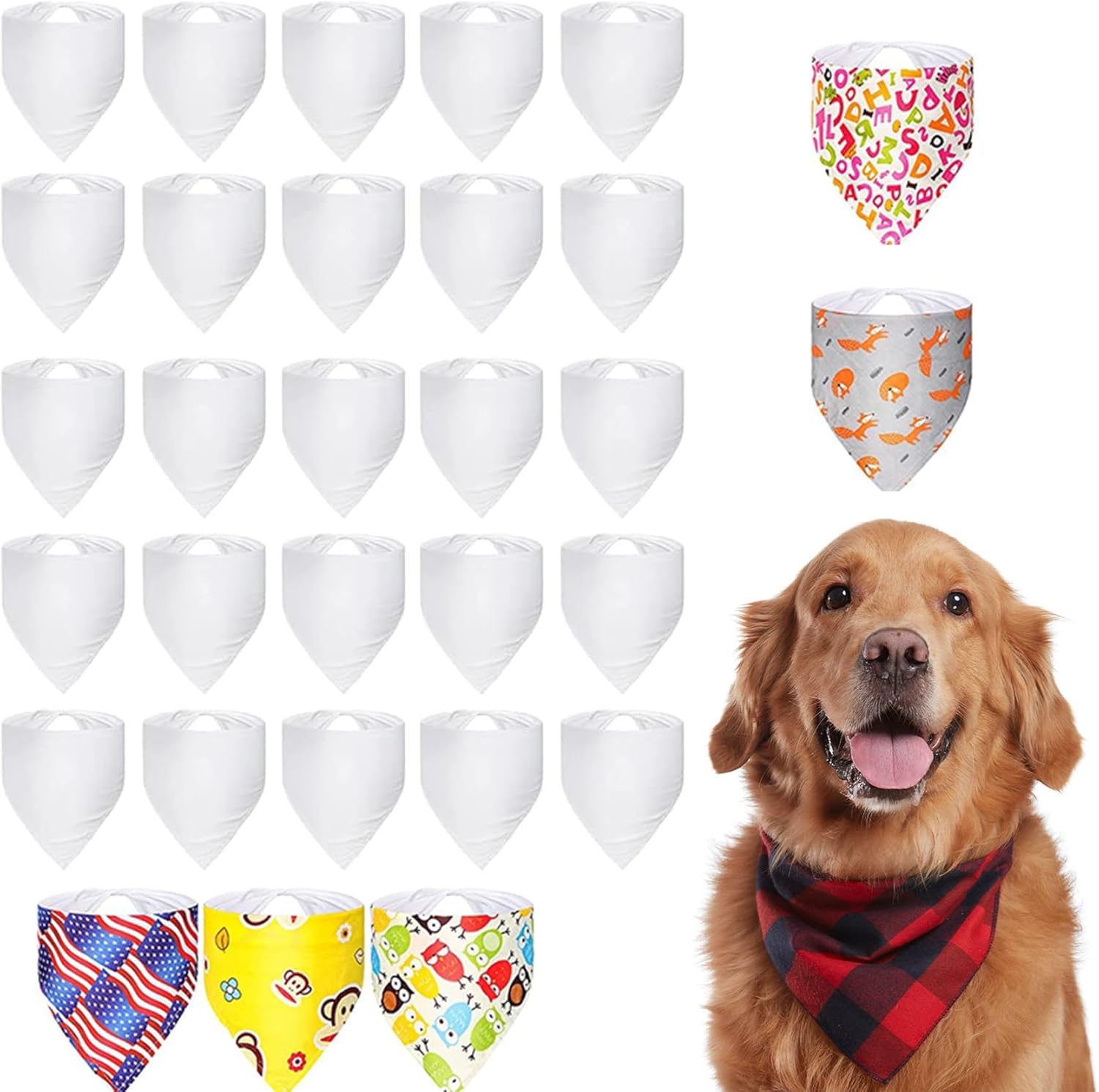 Dasing 30 Pcs Sublimation Blank Pet Bandana Triangle Bibs Scarf Heat ...