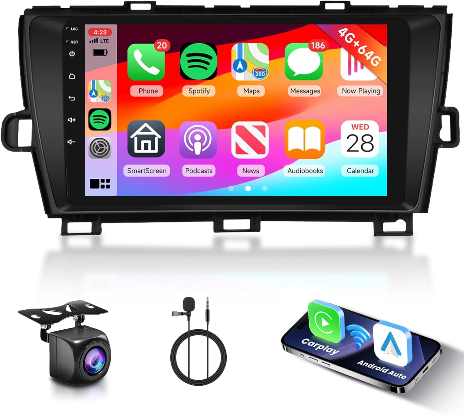 Amazon.com: [4G+64G] Android Car Stereo for Toyota Prius 2010-2015 Radio with Wireless Carplay ...