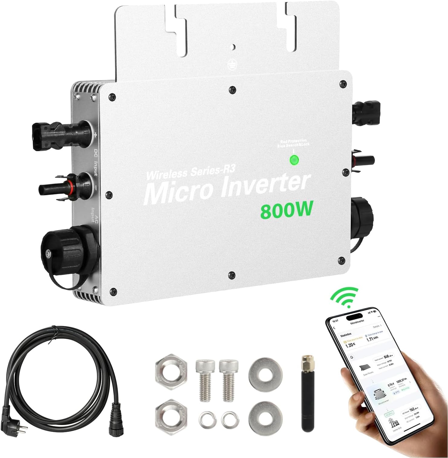 Wechselrichter 800W Balkonkraftwerk Micro 4 Module PV IP65 Wasserdicht ...