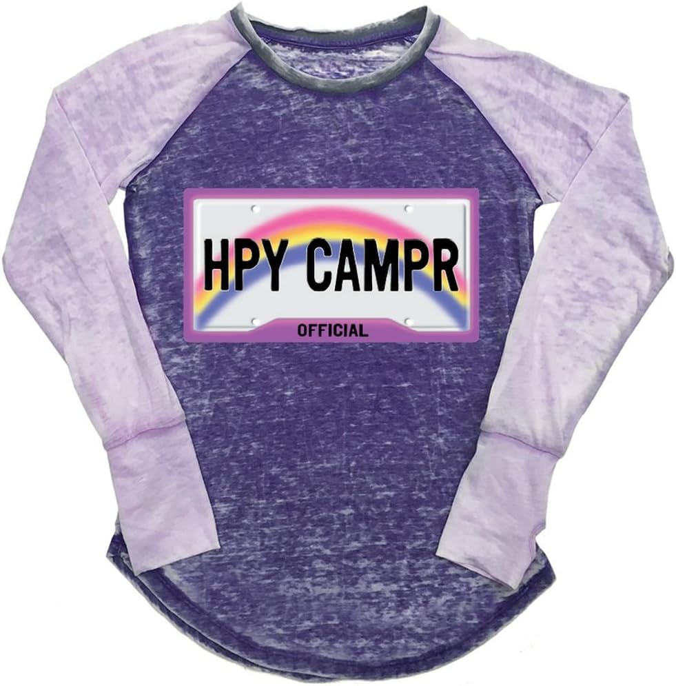 Amazon.com: iscream Big Girls' Burnout Baseball Shirt with Thumbholes - 'HPY Camper', XL ...