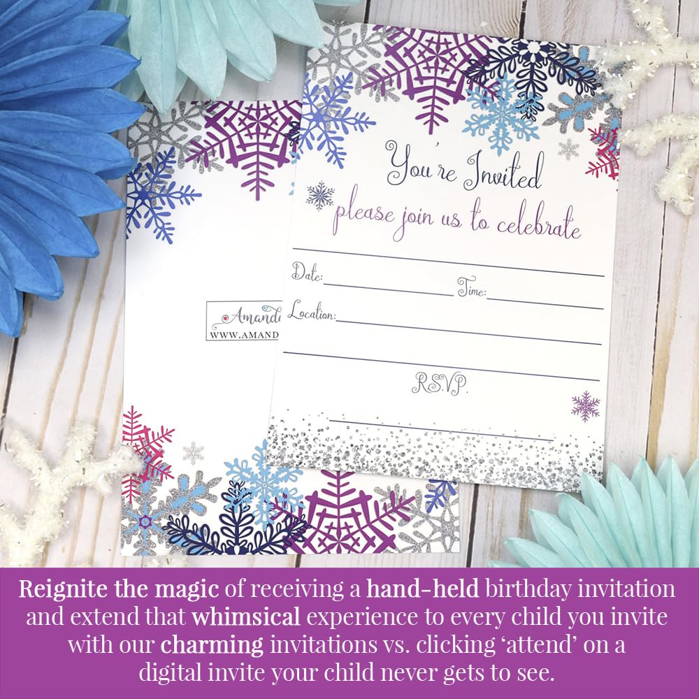 Snowflake Birthday Invitations For Girls Snowflake Birthday