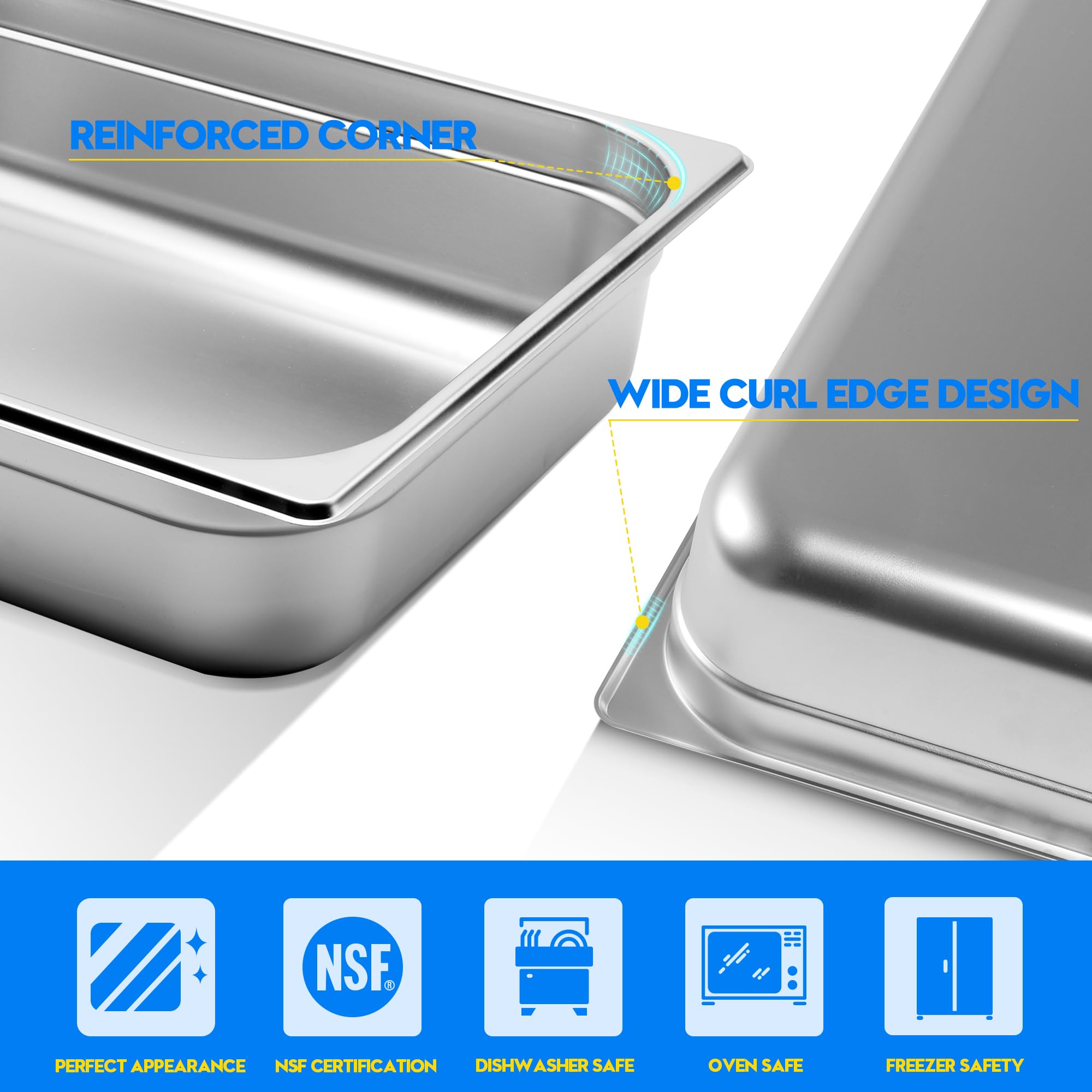 Snapklik.com : 6 Pack Hotel Pans, 1/9 Size 4" Deep, NSF, Commercial ...