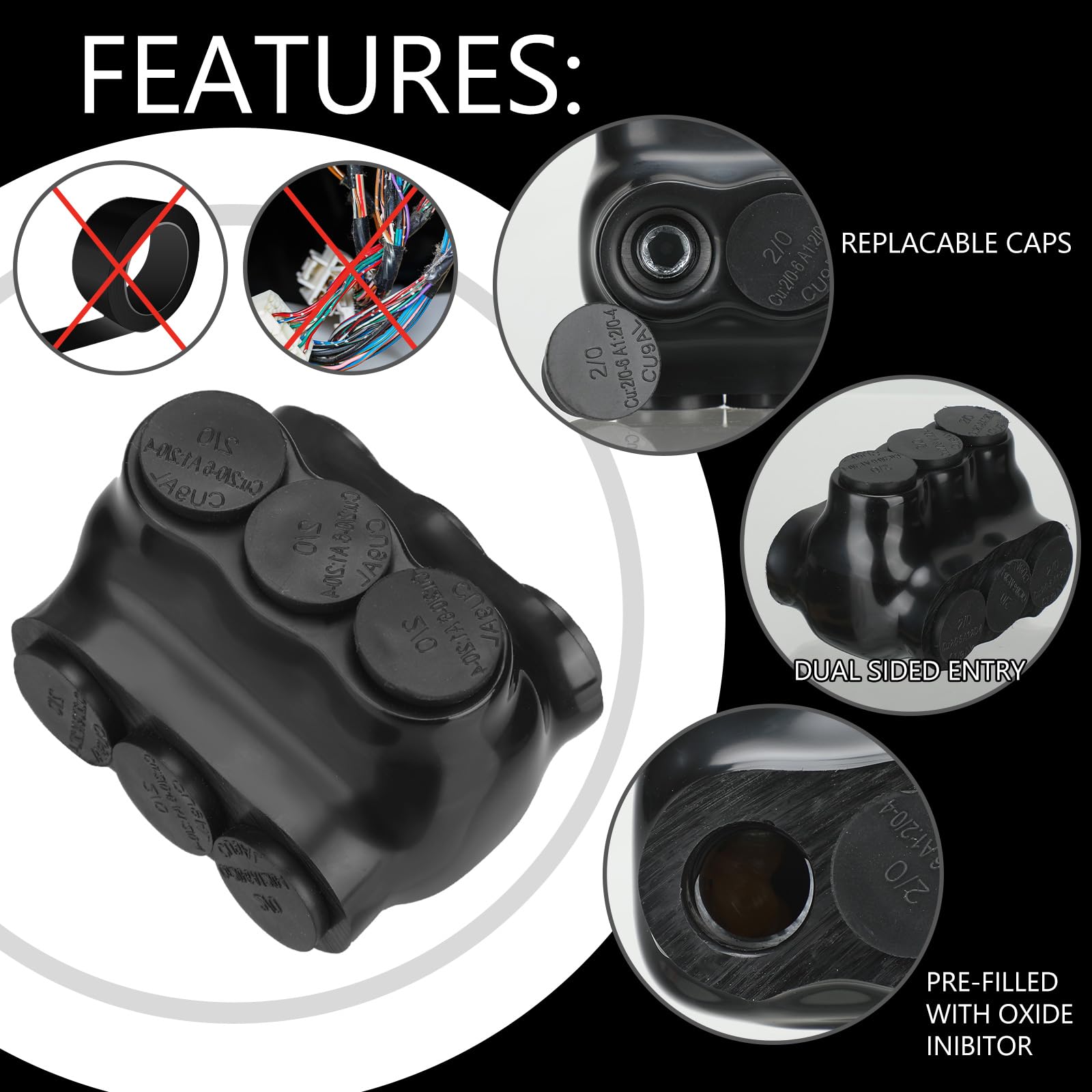 Snapklik.com : Copkim 10 Pack Black Multi Cable Connector Insulated ...