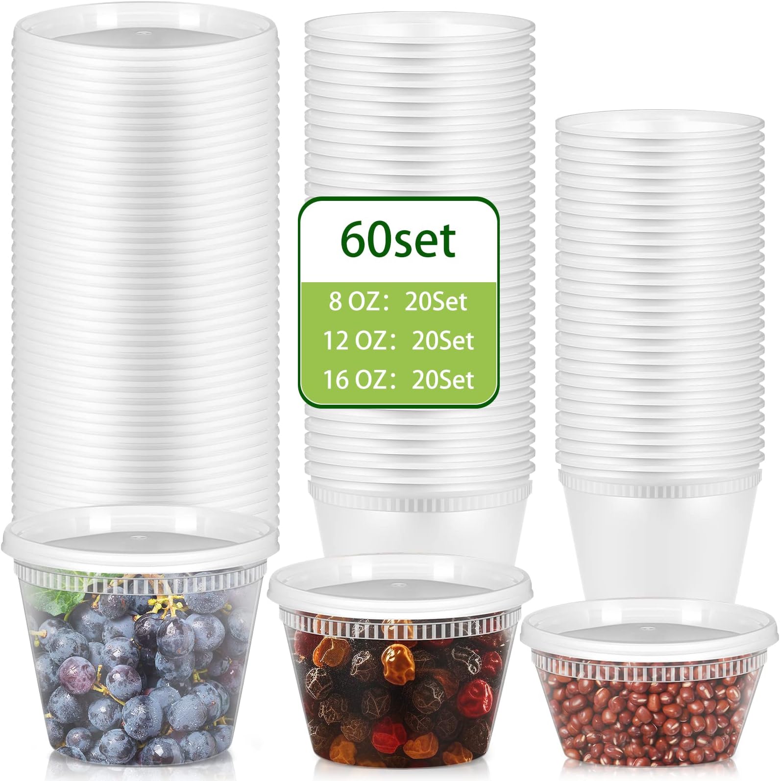 Amazon.com: Skylety 60 Pcs Deli Food Storage Deli Containers with Lids ...