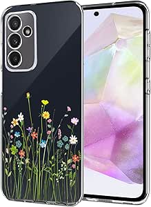 Amazon.com: Unov Case Compatible with Galaxy A35 5G Clear with Floral Bouquet Flower Girly ...