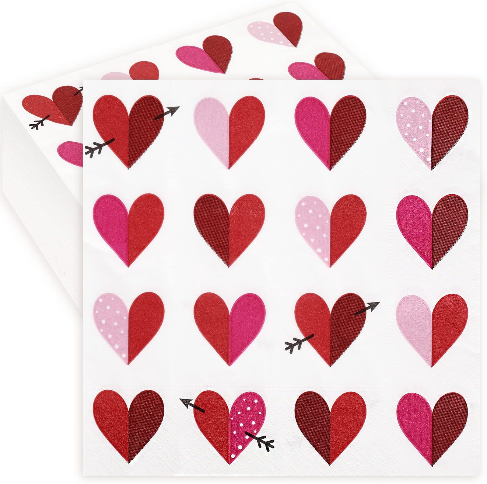 Amazon.com: Whaline 80 Pack Valentine's Day Napkins 6.5 x 6.5 Inch ...
