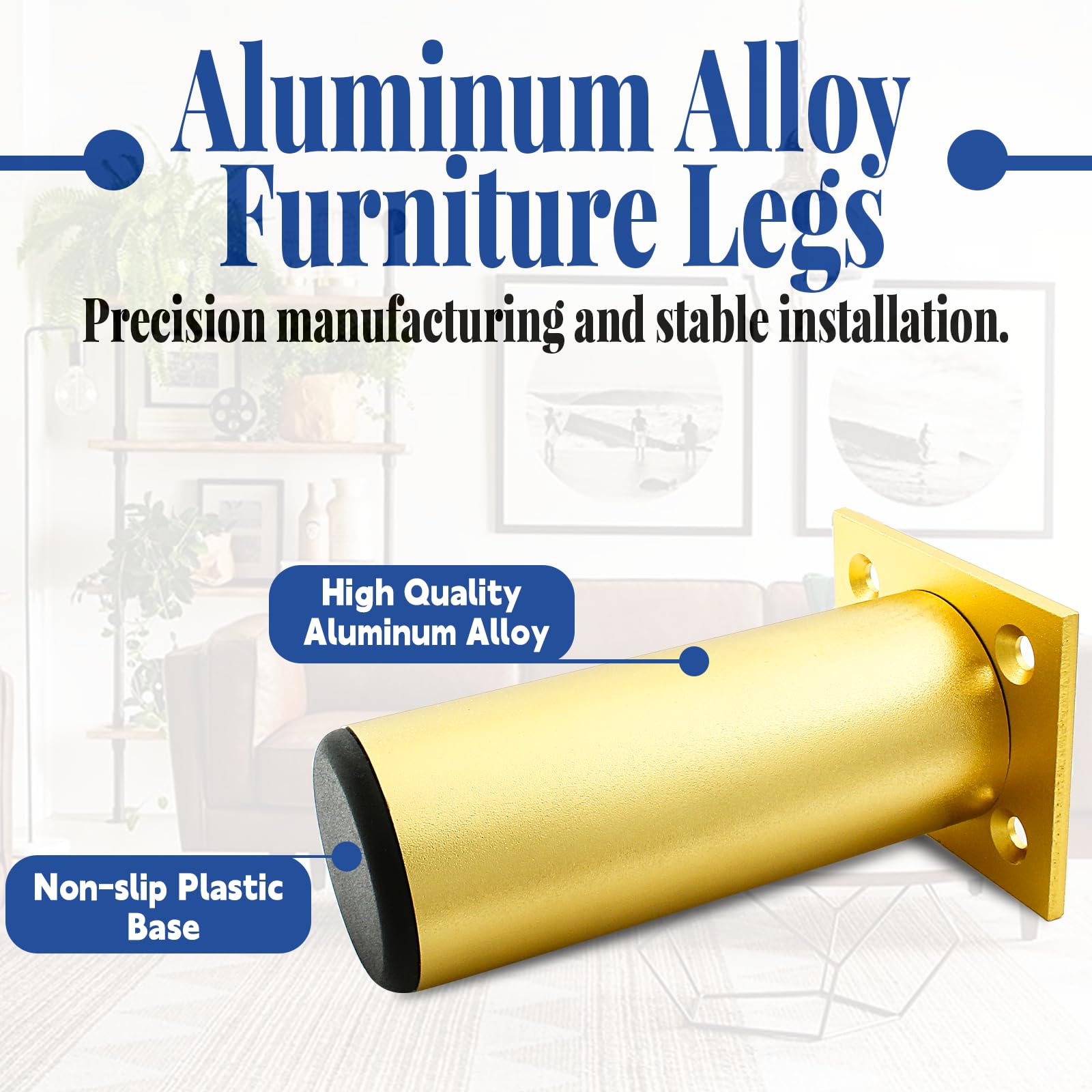 Snapklik.com : Kyuionty Set Of 4 Aluminum Alloy Furniture Legs 4 Inch ...