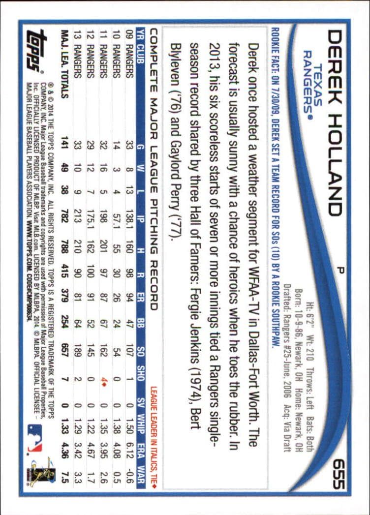 Amazon.com: 2014 Topps #655 Derek Holland : Collectibles & Fine Art
