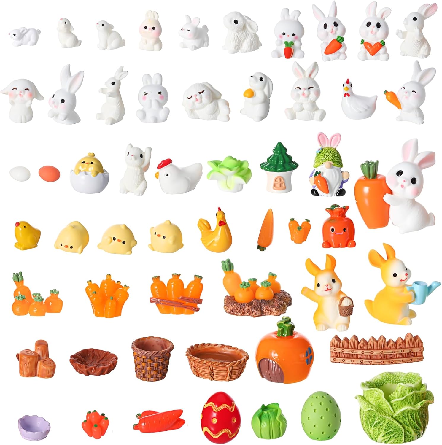 Amazon.com: GGSTDDUP 55 Pcs Easter Mini Resin Figurines Mini Resin ...