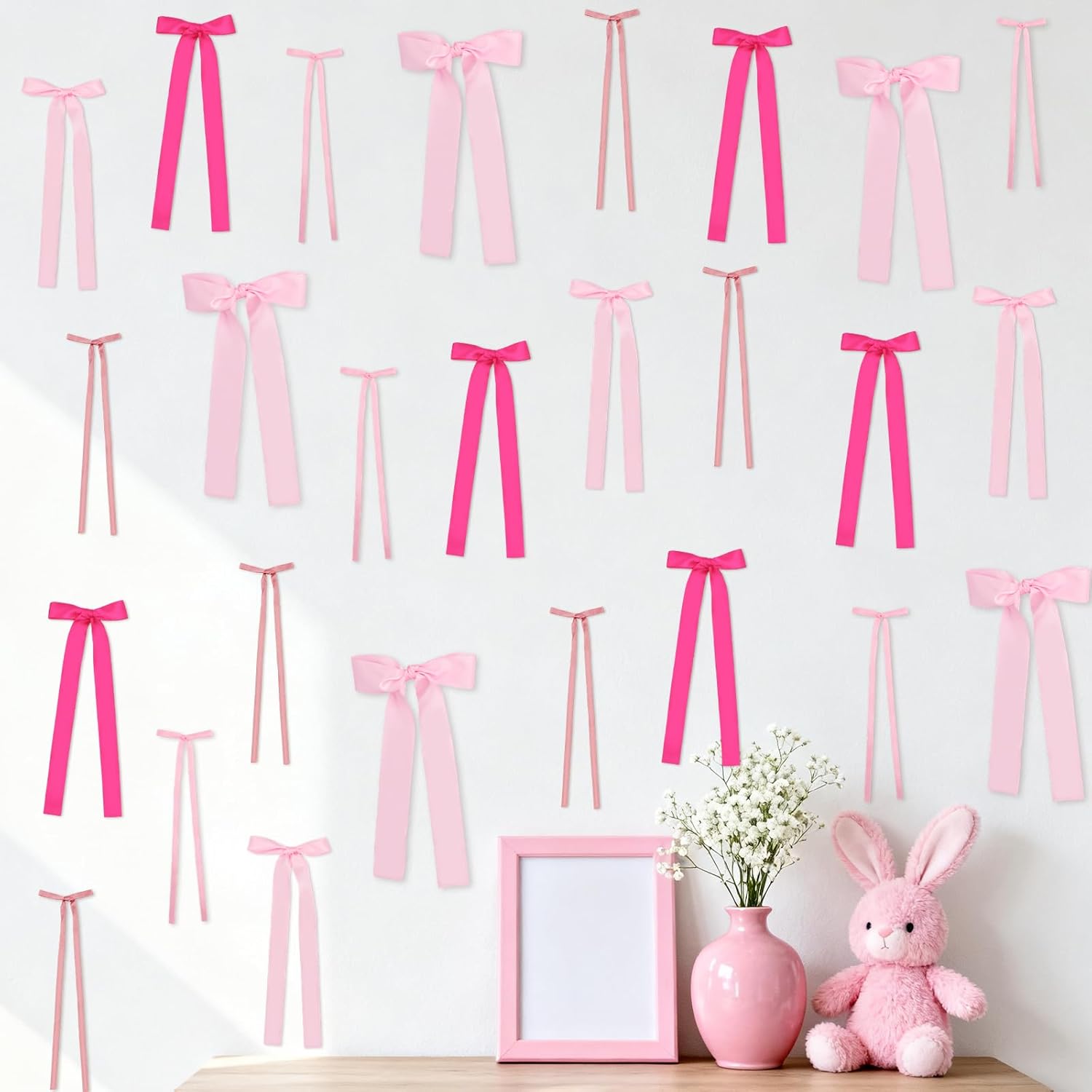 Amazon.com: Longbitzen 40Pcs Pink Bow Party Decoration, Ribbon Bows ...