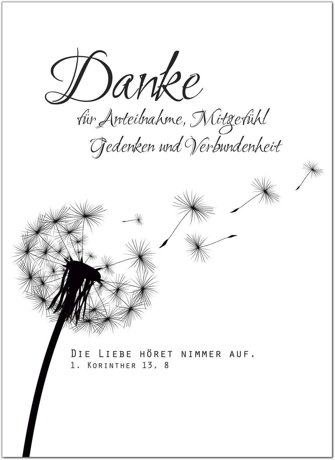 Trauer Danksagungskarten mit Umschlag | Motiv: Pusteblume, 10 Stück ...