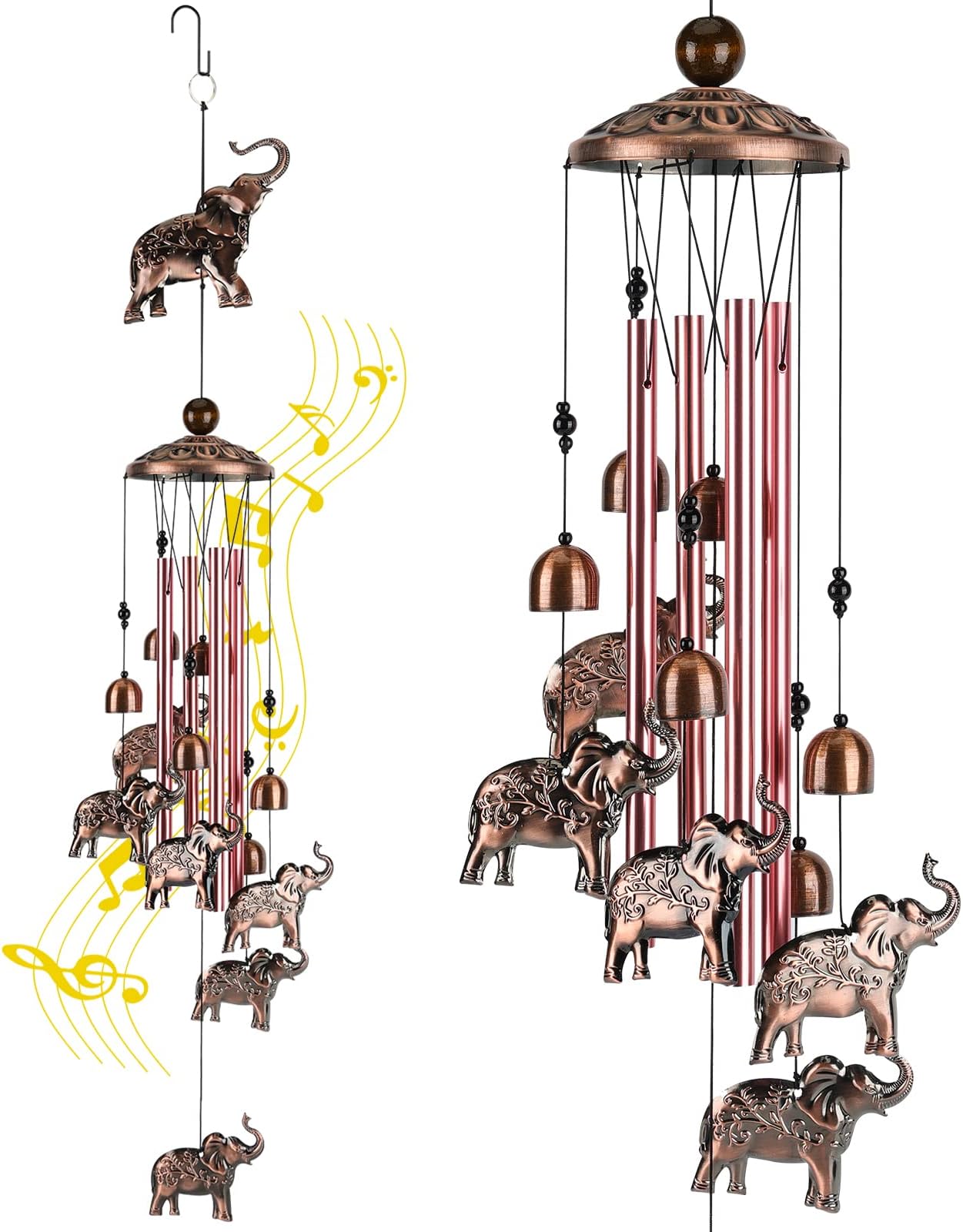 Amazon.com: George S. Chen Imports Wind Chime Round Top Elephant Family ...