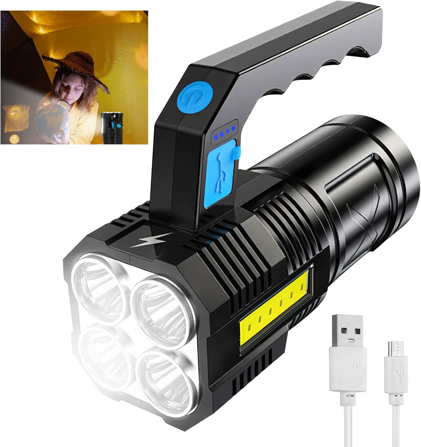 LED Rechargeable Torch, 4 Modes Torches Led Super Bright Rechargeable ...