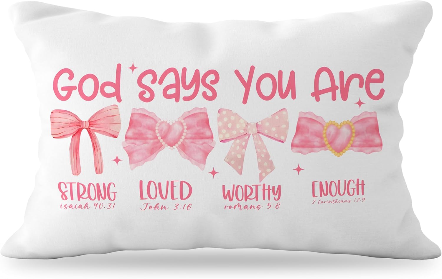 Amazon.com: YeiHe Pink Bow Coquette Christian Pillow Covers 12x20, Pink ...