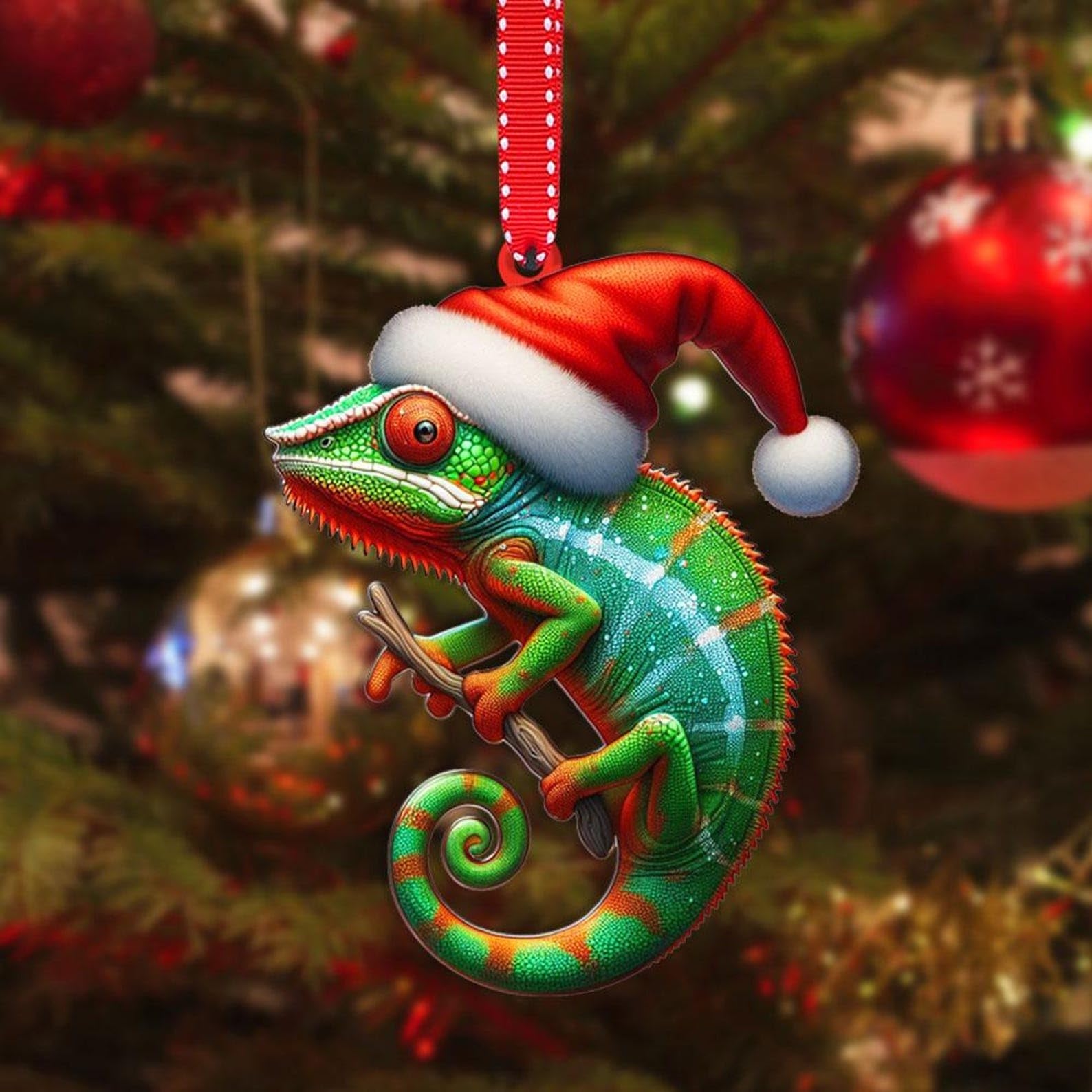 Amazon.com: Chameleon Christmas Ornament, Double-Sided Printing Acrylic 2D Pet Ornaments ...