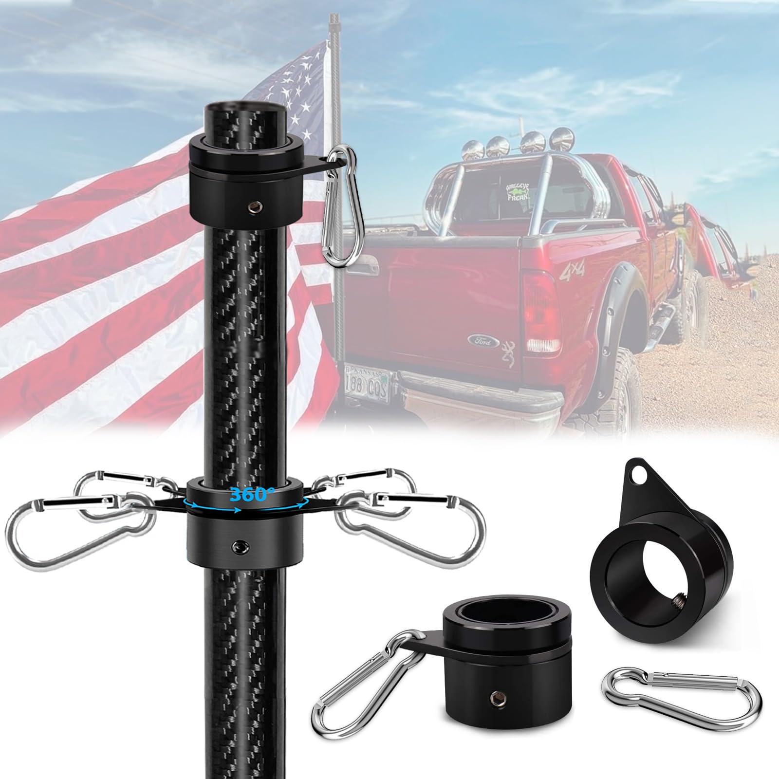 Flag Pole For RV Ladder HIBLE 11 FT Carbon Fiber Telescoping Flag Pole ...