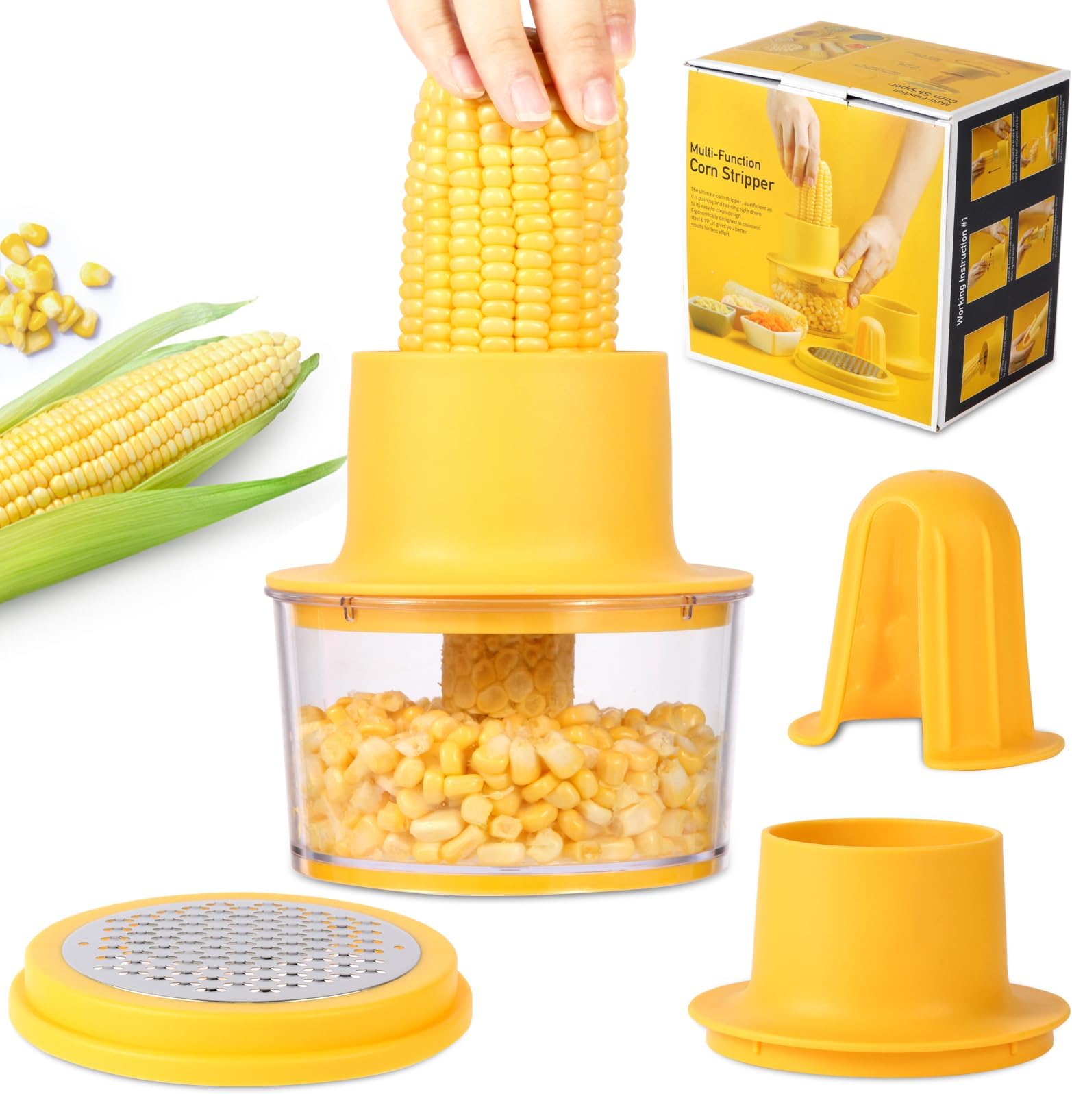 Amazon.com: OLEKURT Multifunctional Corn Peeler - Cob Corn Stripper ...