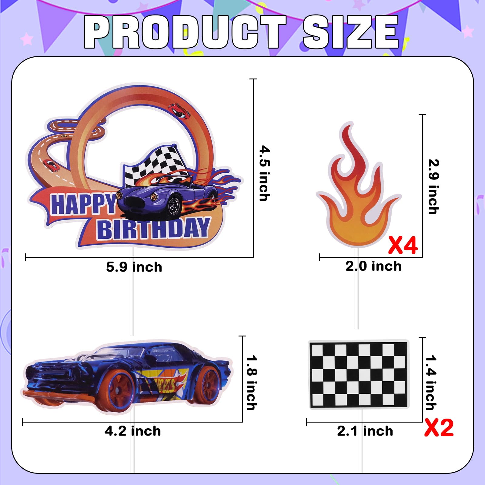 Snapklik.com : Fire Car Cake Topper Race Car Birthday Cake Decorations ...