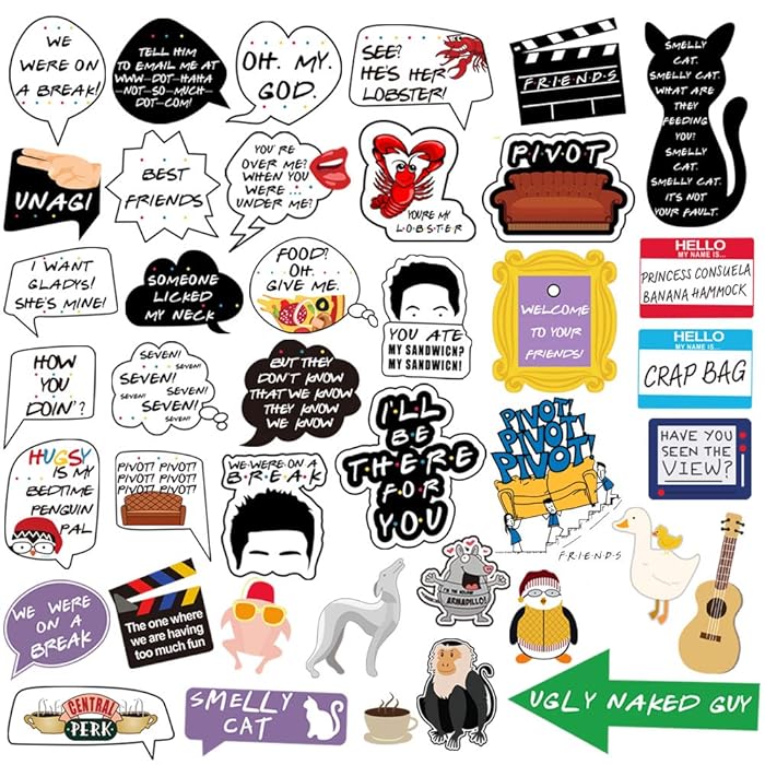 Buy 40PCS Friends TV Show Photo Booth Props, Friends Theme Birthday ...