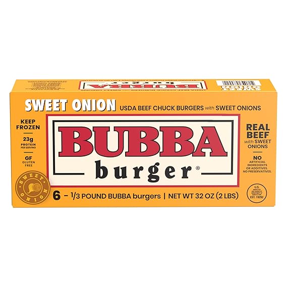 Amazon.com: Bubba Burger, Frozen Beef Burger Patties, Sweet Onion, USDA ...