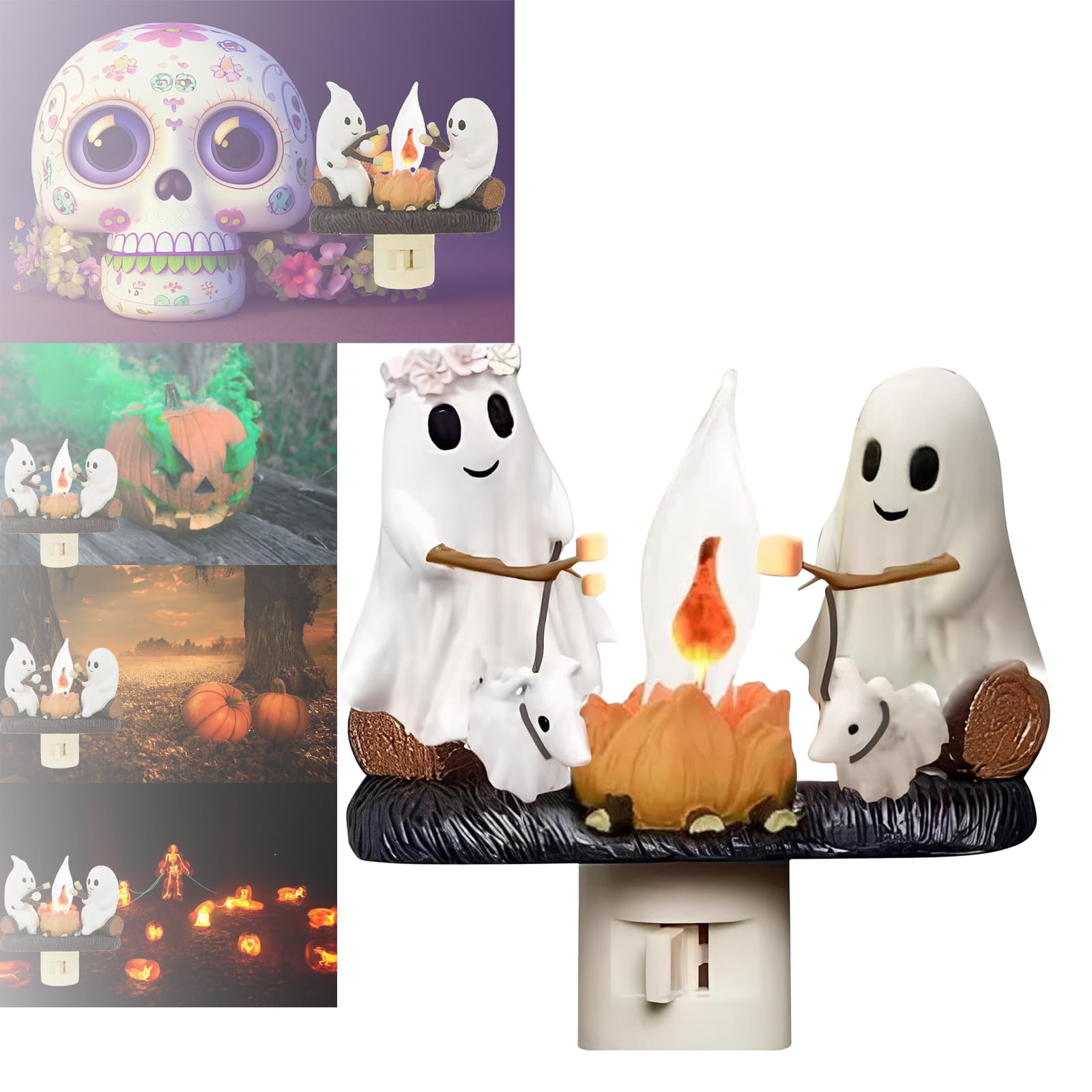 Dhiawo Ghost Campfire Flickering Night Light, 2024 New 3D Spooky Fire ...