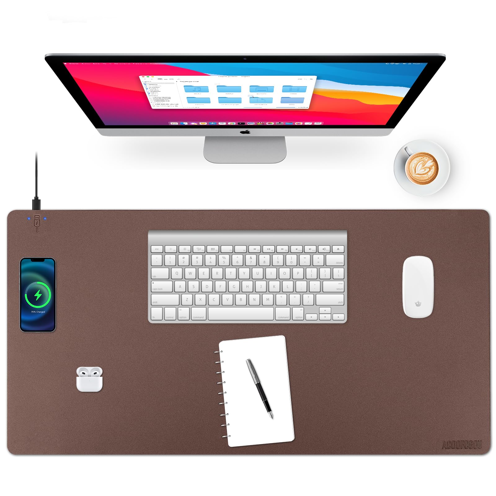 Amazon.com : Wireless Charging Desk Mat with Desk Pad for Desktop ...
