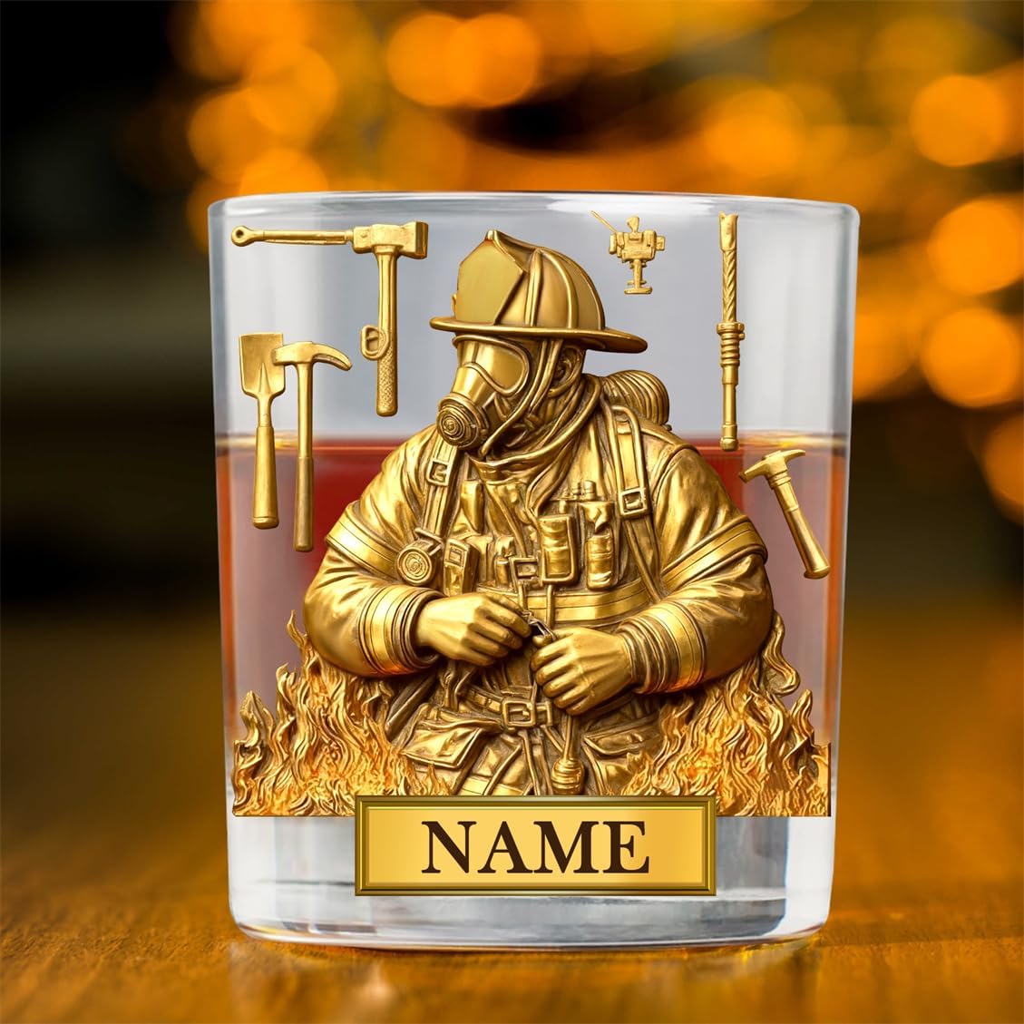 Personalized Firefighter Whiskey Glass with Name Custom Fireman Whisky ...