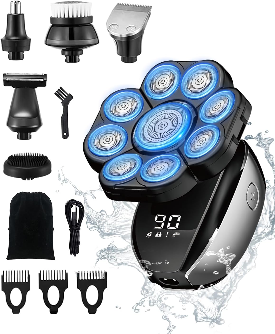 Rantizon Electric Head Shaver for Men, 9D Upgraded 6-in-1 Cordless Head ...