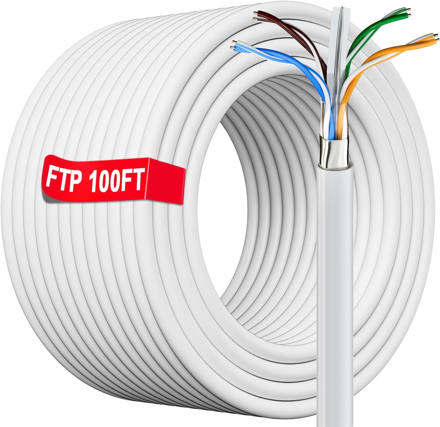 Amazon.com: 1000ft Cat5e Solid 24AWG Shielded Cable FTP Cat5 Bulk Pull ...