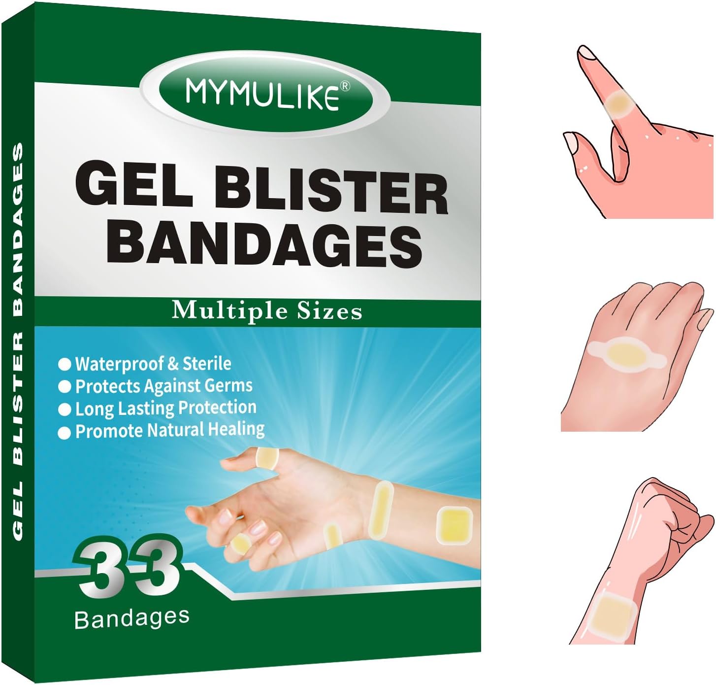 Amazon.com: MYMULIKE Blister Bandages, 33 Count Fingertip Bandages ...