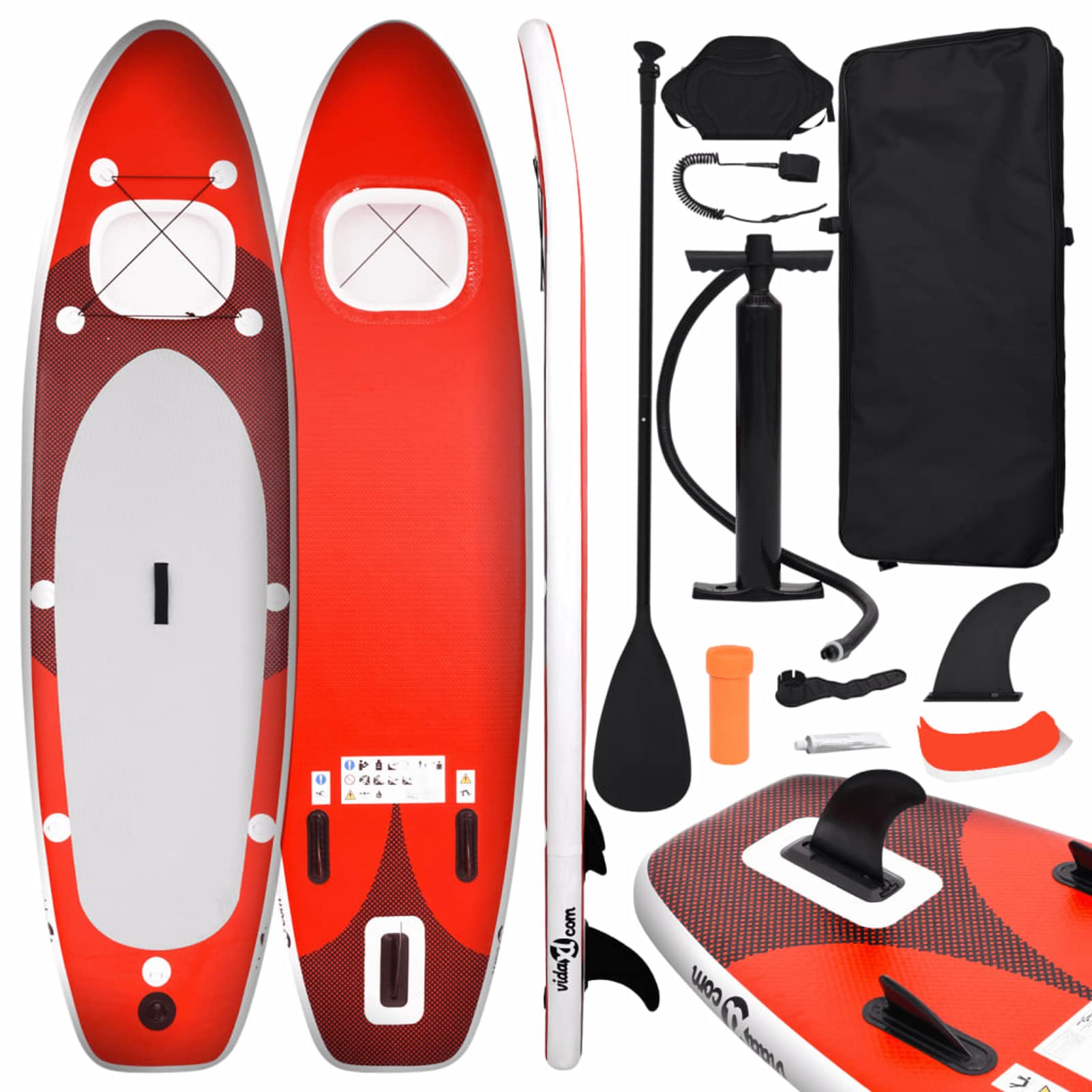 LAPOOH SUP-Board-Set Aufblasbar Rot 300x76x10 cm, Stand Up Paddling ...