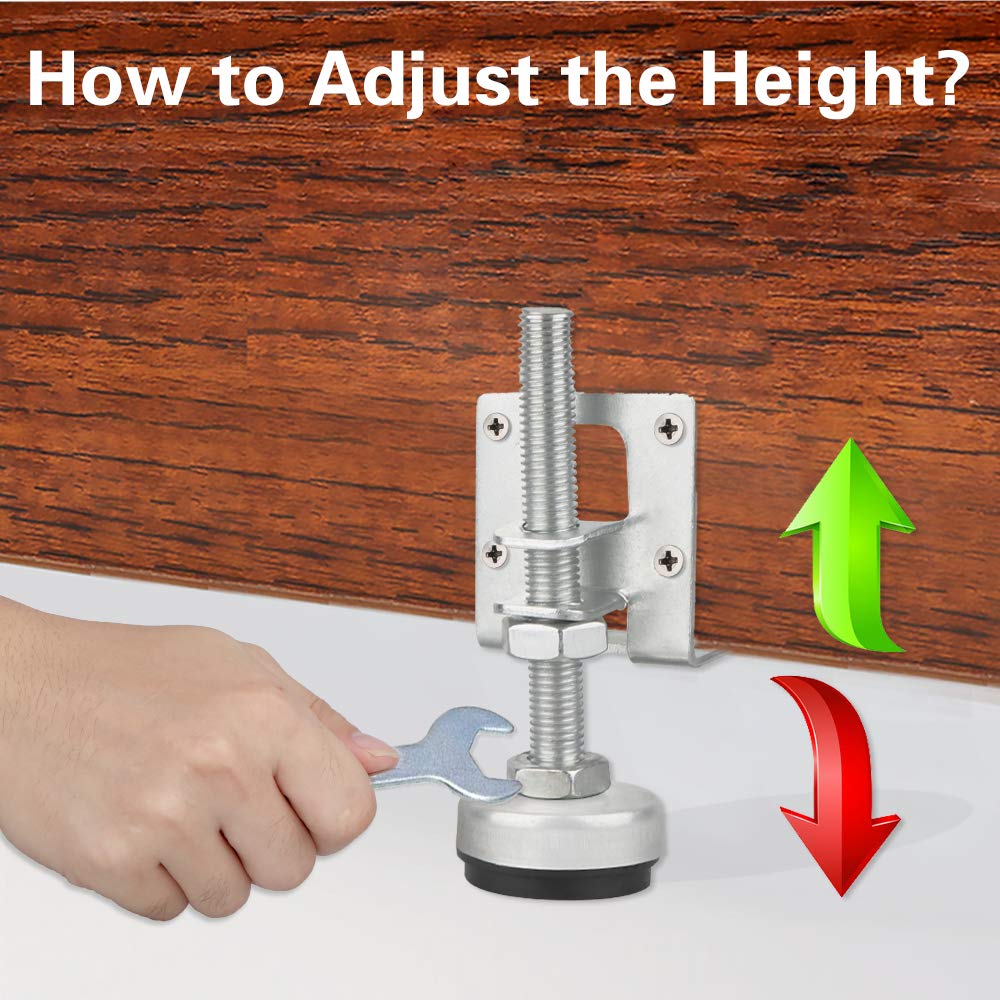 4 Pack Heavy Duty Leveling Feet, Furniture Leg Adjustable Load Levelers ...