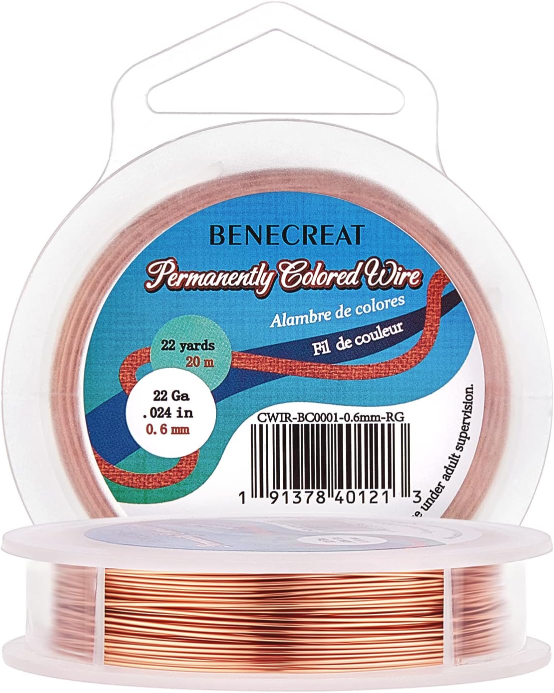BENECREAT 0.6mm Real Gold Plated Jewellery Making Copper Wire, 20m ...
