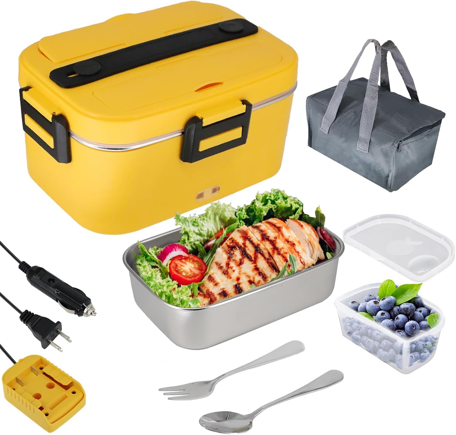 Amazon.com: MaxMore 20V Electric Lunch Box, 75W 62OZ(1.8L) Food Heater 110V/12V/24V for Home ...