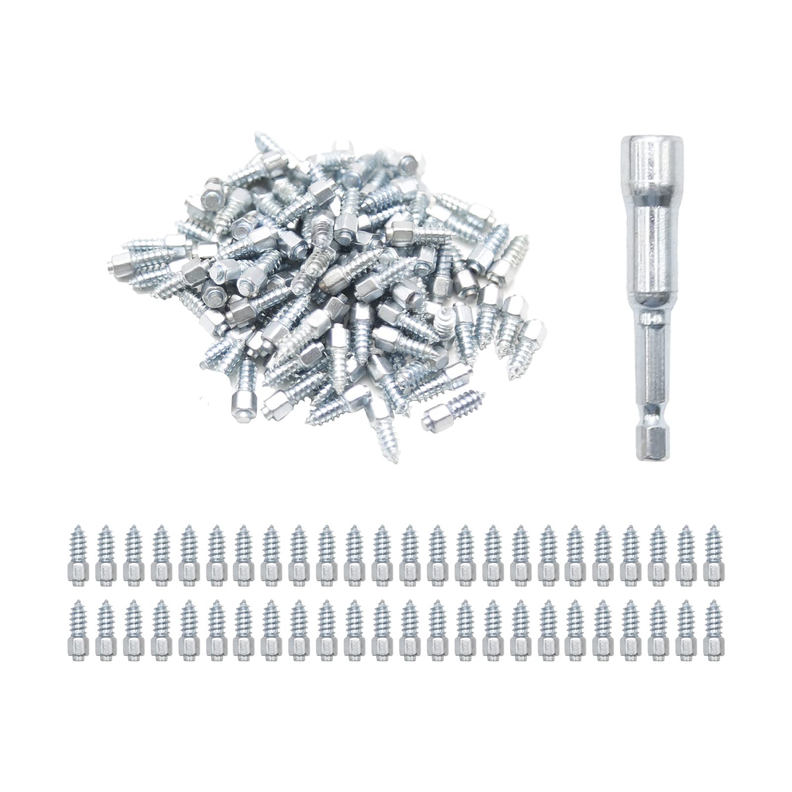 100Pcs Anti-Slip Tire Studs with Installation Tool for Car/Snowmobile ...
