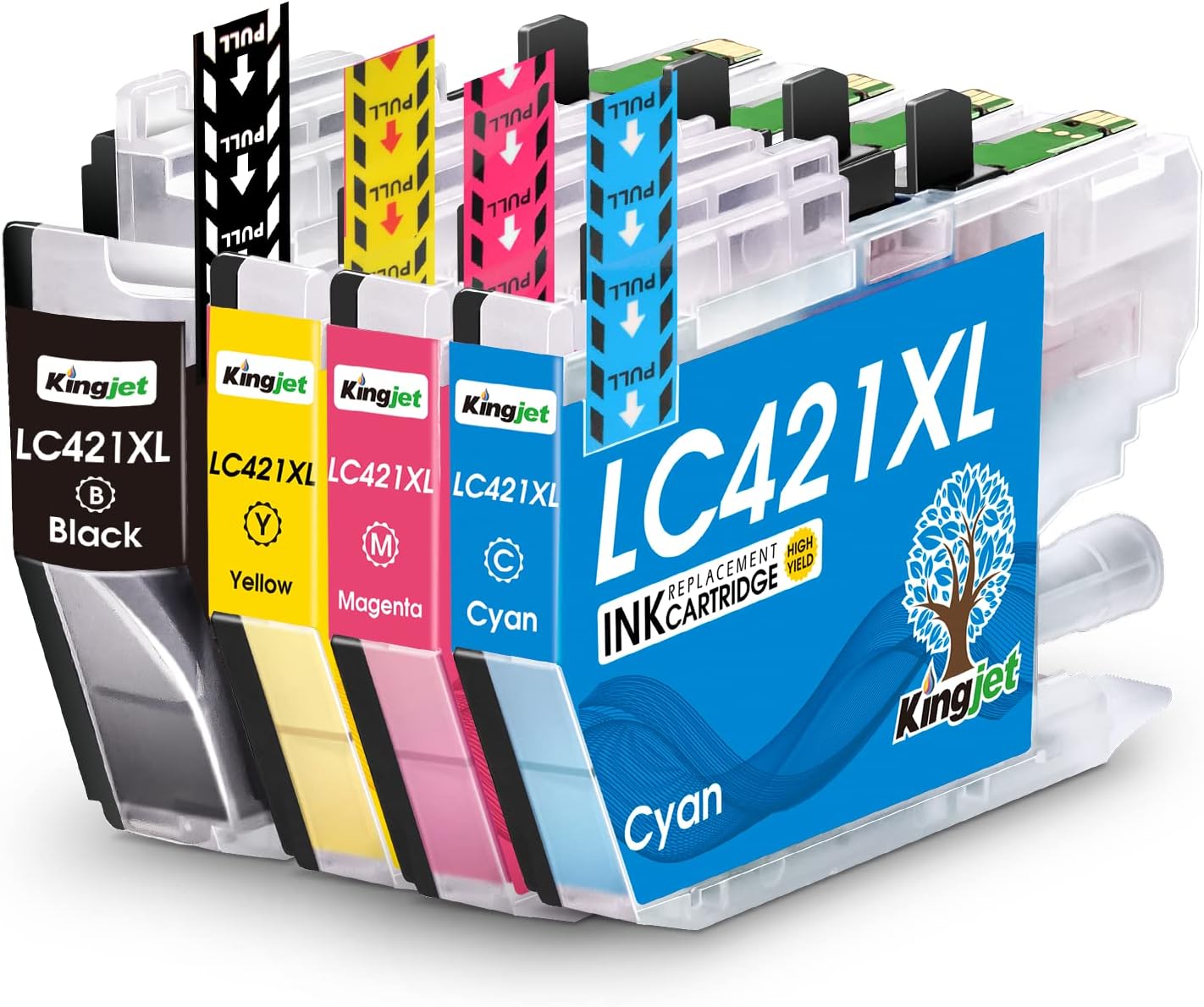 KINGJET LC421XL Ink Cartridges for Brother LC-421XL LC421XL LC421 ...