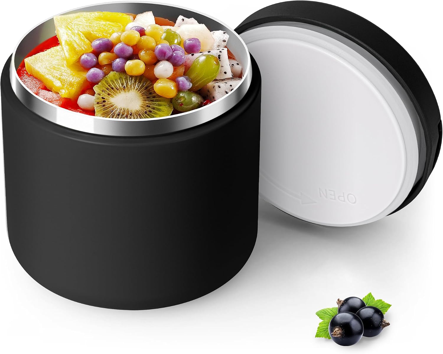 19 Oz Insulated Food Jar, Buckle Lid Wide Mouth Soup Thermos, Leakproof ...
