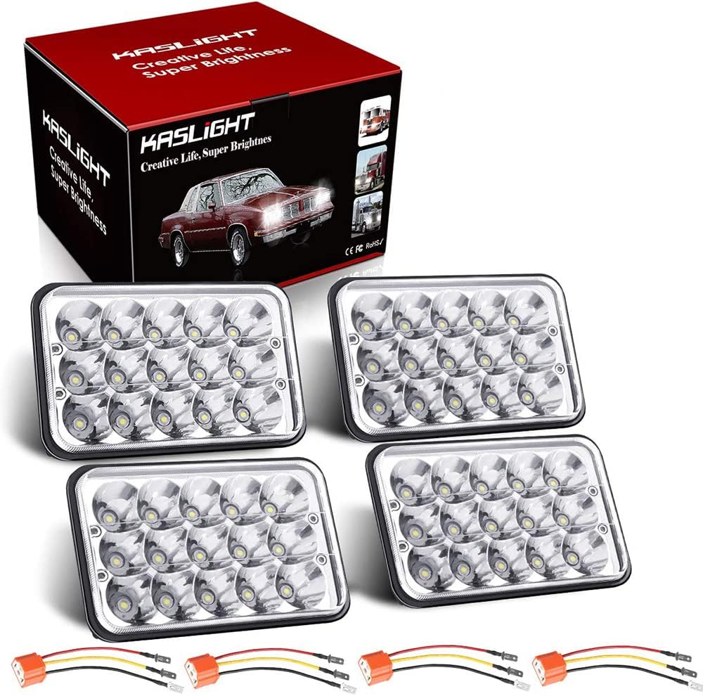 Amazon.com: KASLIGHT 4pcs 4x6 Led Headlights w/ H4 Socket, 4651 Led ...
