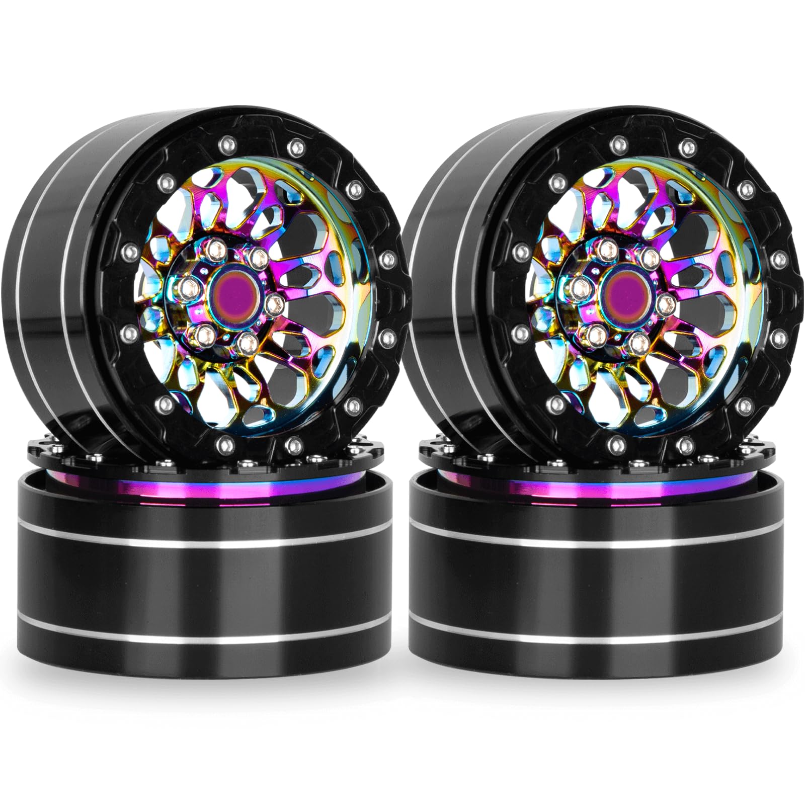 Amazon.com: RcarmubWow RC 2.2" Beadlock Wheels for 1/10 RC Crawler ...