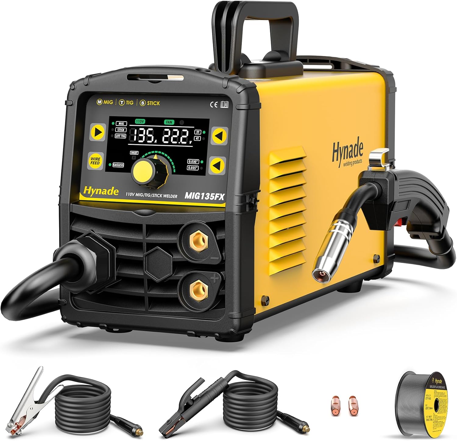 hynade 135A MIG Welder, 110V Flux Core MIG Welde/Lift TIG/Stick 3 in 1 ...